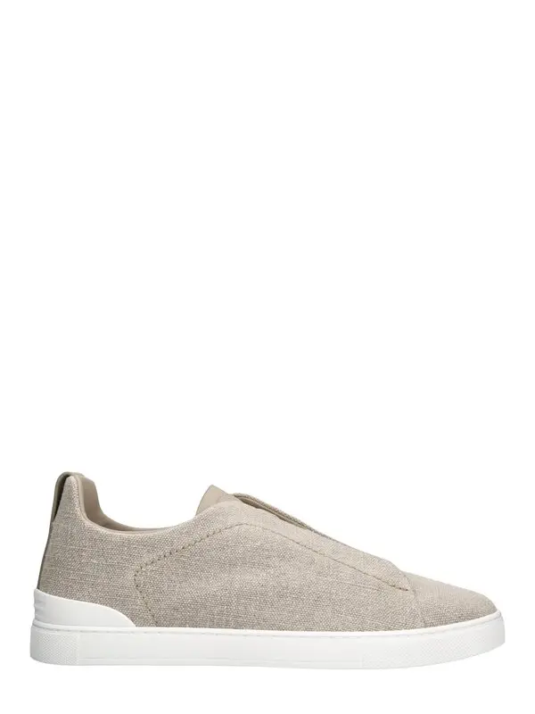 Zegna Triple Stitch Cotton-linen Sneakers - Grey