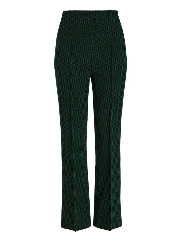 HIGH SPORT Charlie Geo-jacquard Flared Trousers - Green