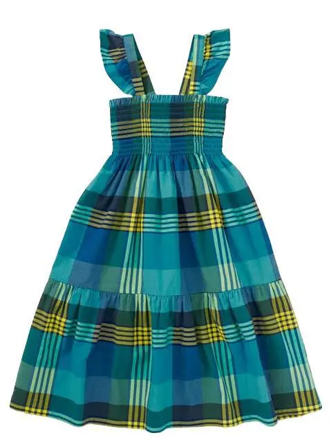 TEA COLLECTION Smocked Flutter Sleeve Dress - Amazonian Plaid