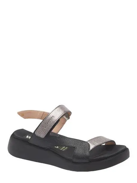 WONDERS Colorblock Leather Sandal - Black/ Silver Multi