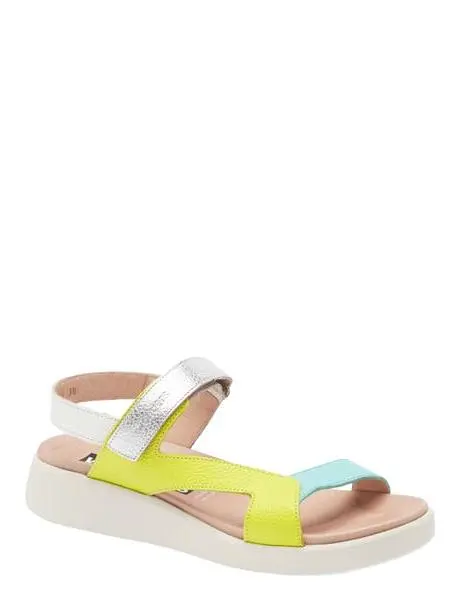 WONDERS Colorblock Leather Sandal - Cyber/ Sea/ Platinum