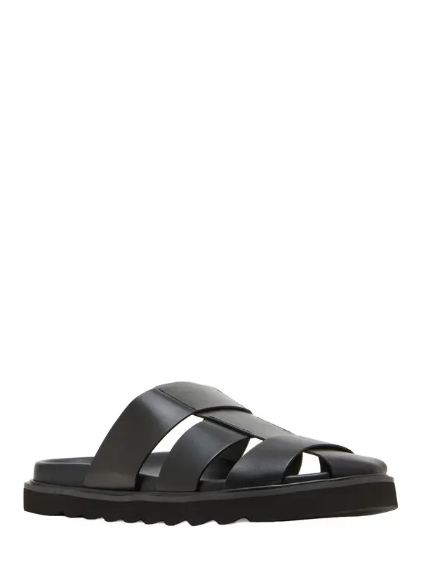 Steve Madden Bandera Slide Sandal - Black Leather