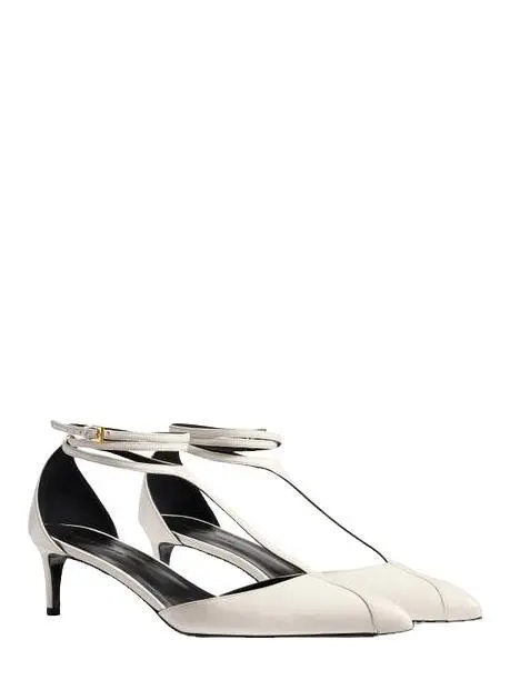 Khaite Mia Kitten Heel T-strap Pumps - Optic White