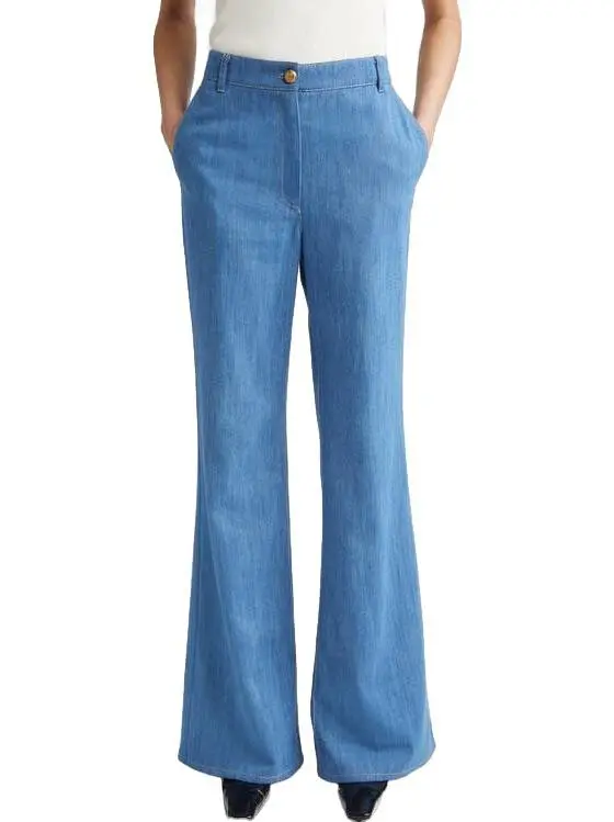 Akris Celia High-waist Wide-leg Jeans - Medium Blue Denim