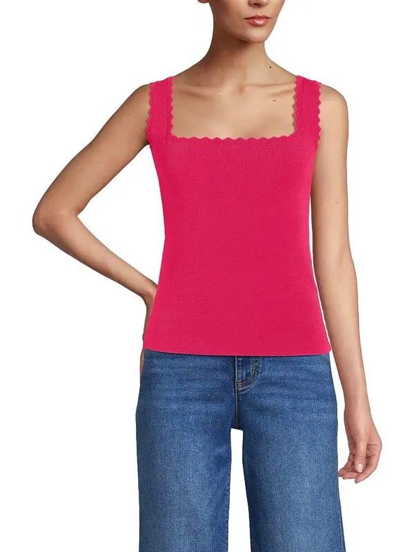 LANDS' END High Retention Square Neck Tank - Berry Rouge