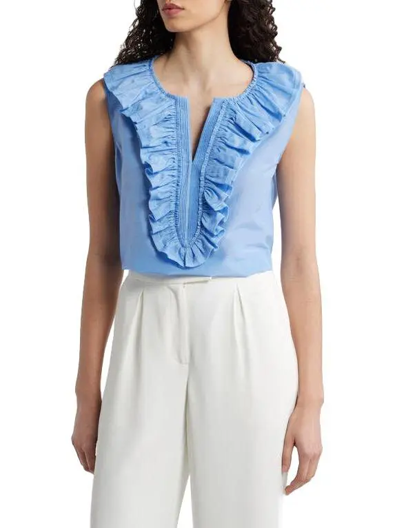 Kobi Halperin Ruffle Sleeveless Top - Dusty Blue