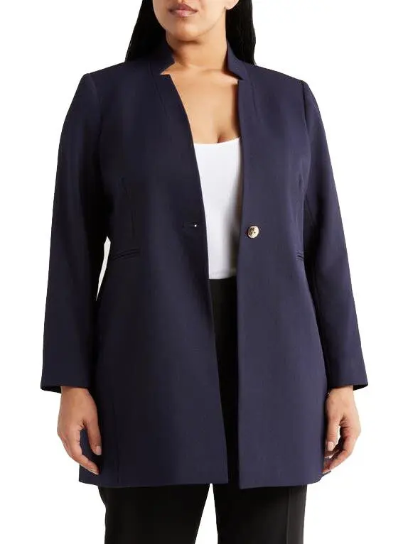TAHARI ASL One-button Twill Jacket - Navy
