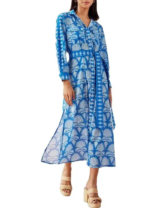Omika Palma Maxi Shirt Dress - Mika Azure