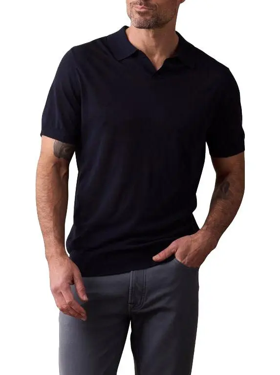 THE NORMAL BRAND Johnny Collar Polo Sweater - Navy