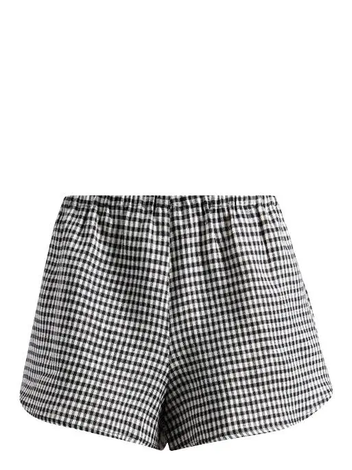 REFORMATION Tiffie Check Linen Shorts - Remy Check