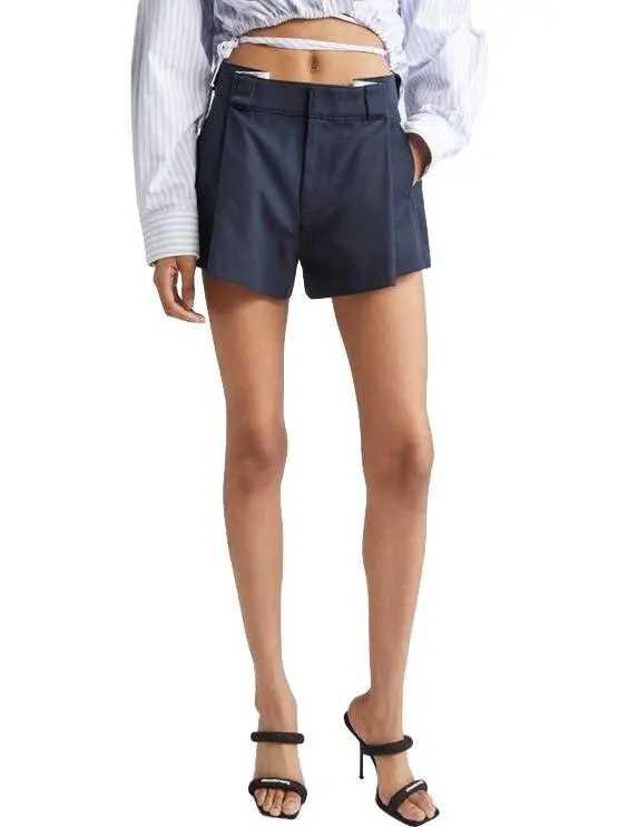 Alexander Wang High Waist Pleat Front Workwear Shorts - Navy