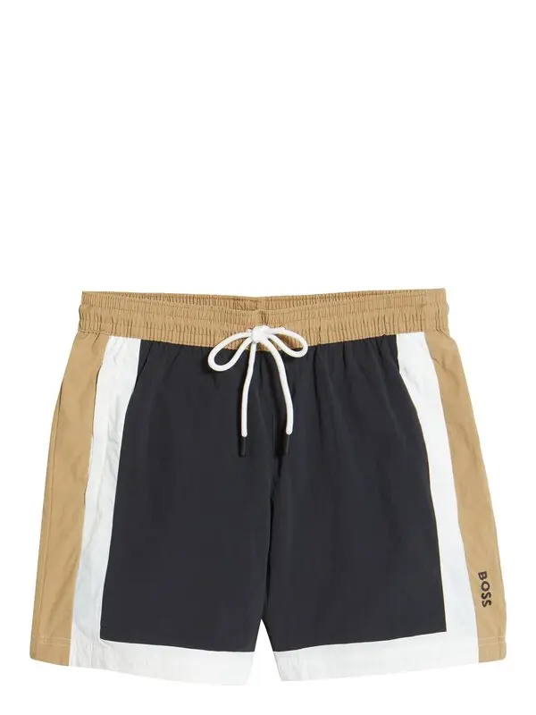BOSS Remy Colorblock Swim Trunks - Black