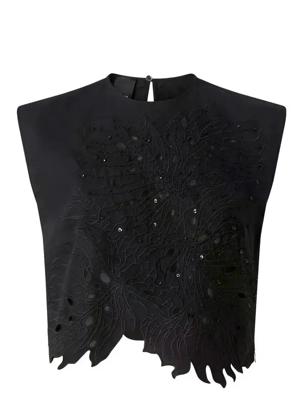 Pinko Embroidered Sleeveless Top - Black