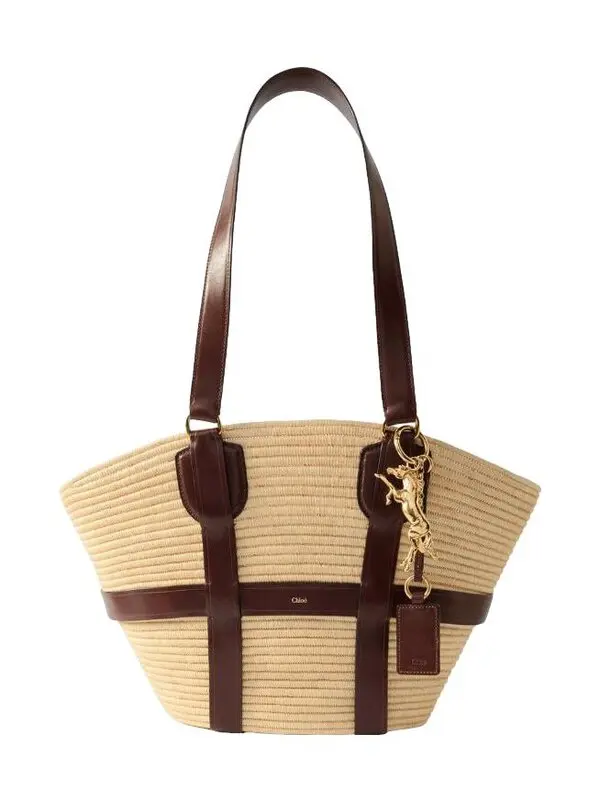 Chloé Kerala 25 Leather-trimmed Tote - Neutrals
