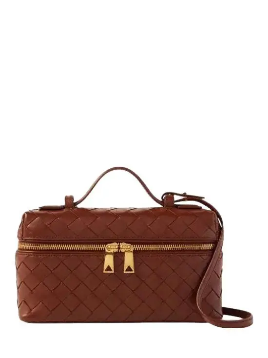 Bottega Veneta Bang Bang Vanity Intrecciato Leather Tote - Red