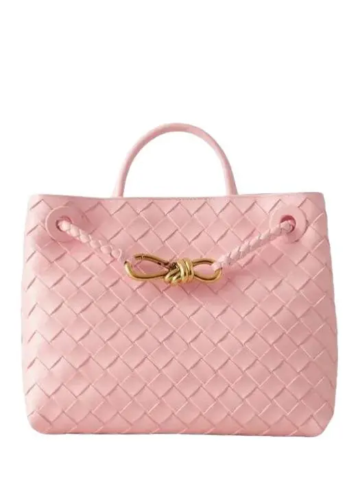 Bottega Veneta Andiamo Small Intrecciato Leather Tote - Pink