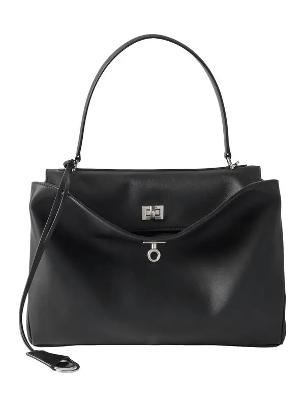 Balenciaga Rodeo Medium Leather Shoulder Bag - Black