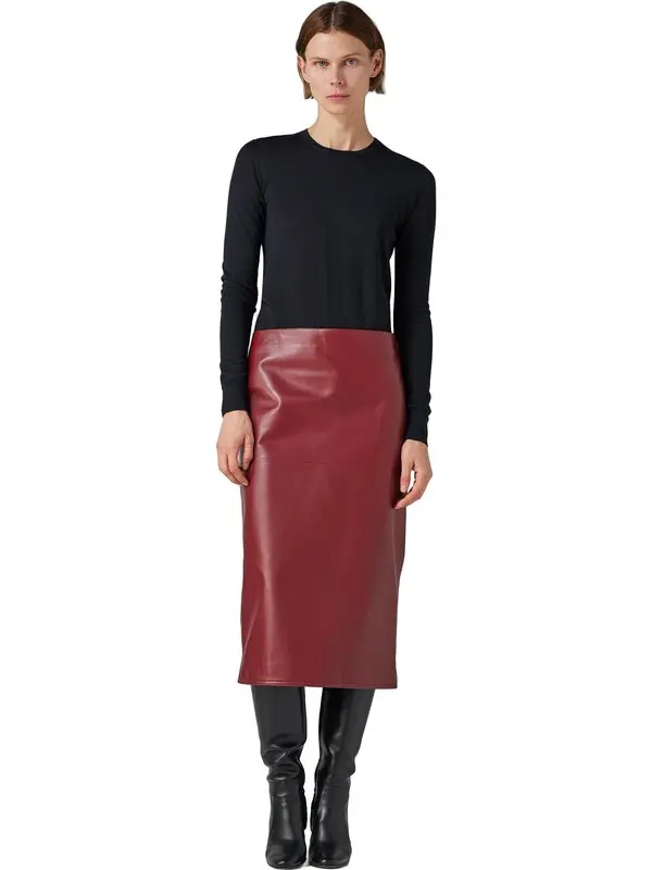 Veronica De Piante Nova Nappa Leather Skirt - Burgundy