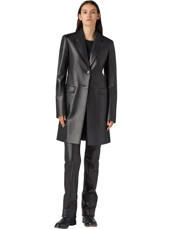 Veronica De Piante Stephanie Nappa Leather Coat - Black