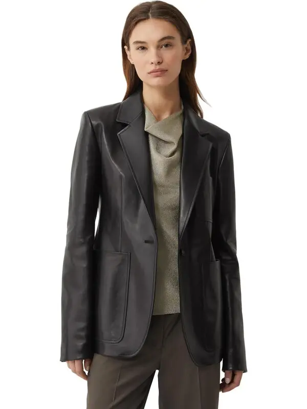 Veronica De Piante Faye Nappa Leather Jacket - Black