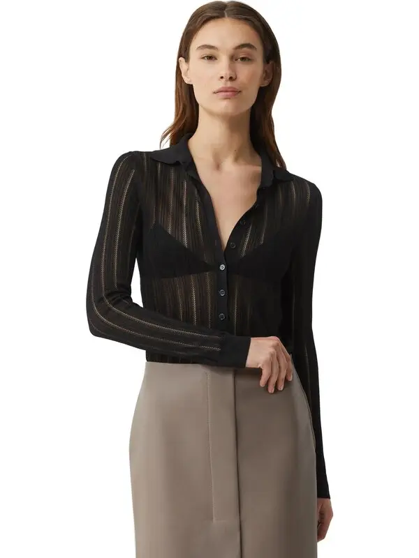 Veronica De Piante Lydia Silk Crepe Polo - Black