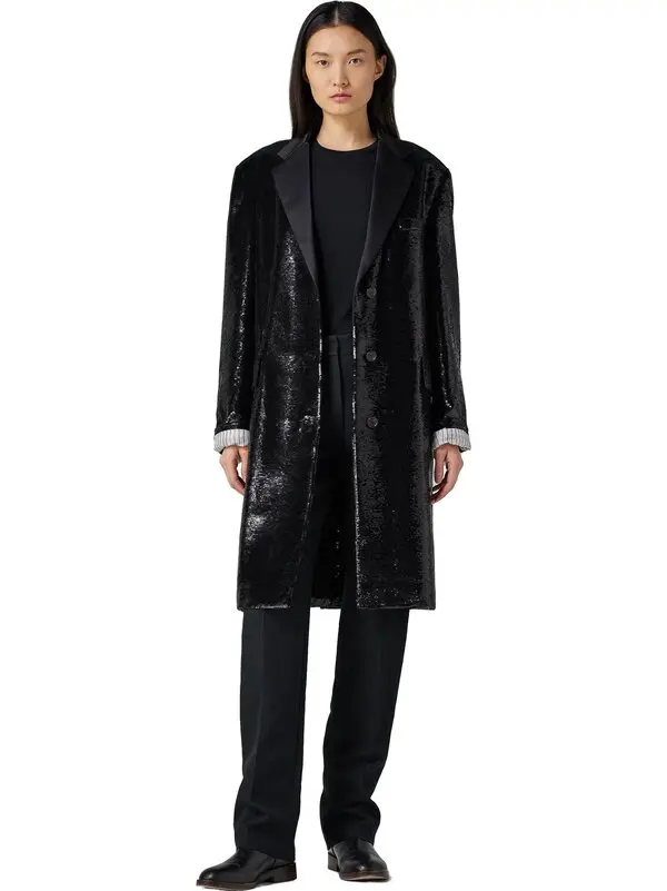 Veronica De Piante Arlo Sequin Coat - Black