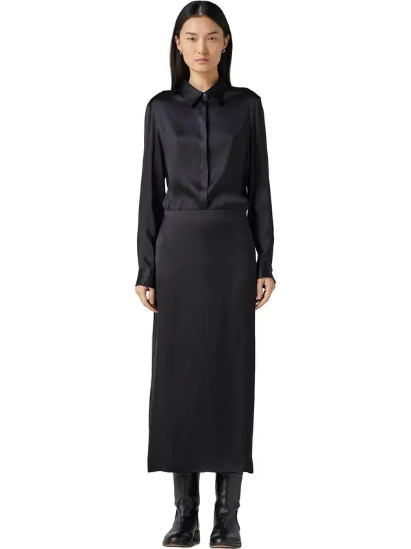 Veronica De Piante Bianca Skirt In Washed Silk - Black