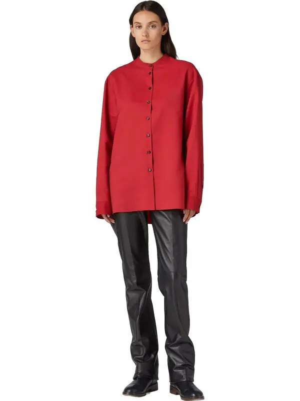 Veronica De Piante Daisy Shirt In Wool Silk Poplin - Red