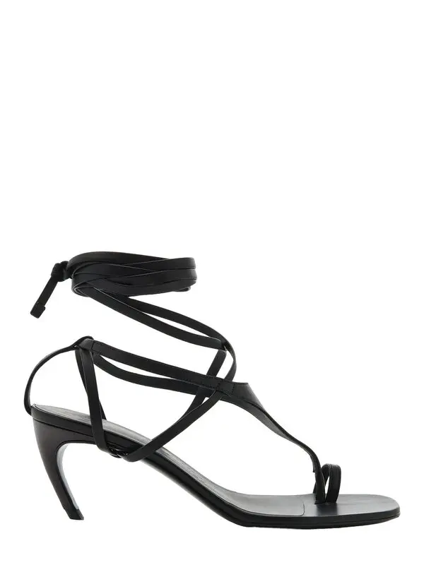 Attico Nova Leather Thong Sandals - Black