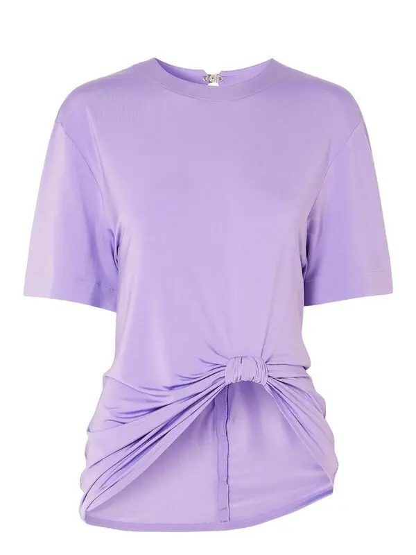 Rabanne Knotted Stretch-jersey T-shirt - Purple