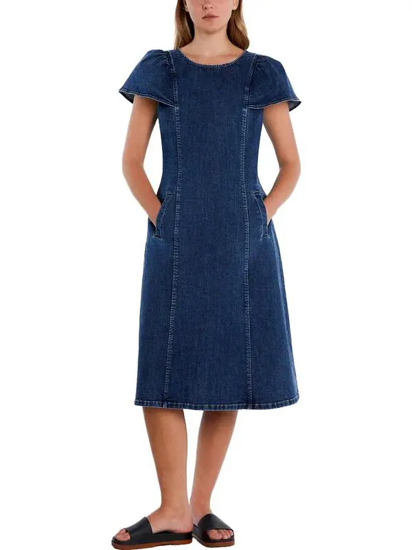 WASH LAB DENIM Flutter Sleeve Midi Dress - Flutter Blue