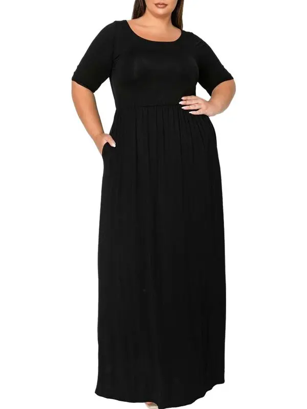 L I V D Eva Jersey Maxi Dress - Black