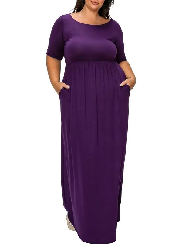 L I V D Eva Jersey Maxi Dress - Eggplant