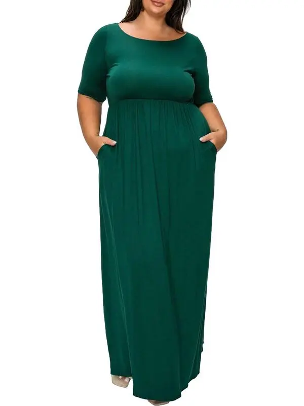 L I V D Eva Jersey Maxi Dress - Hunter