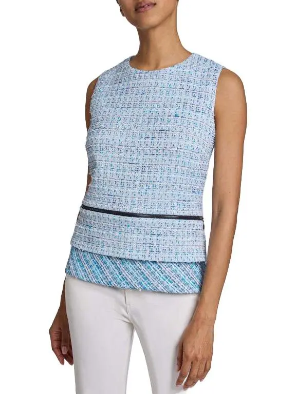 Santorelli Caterina Tweed Sleeveless Top - Aquamarine