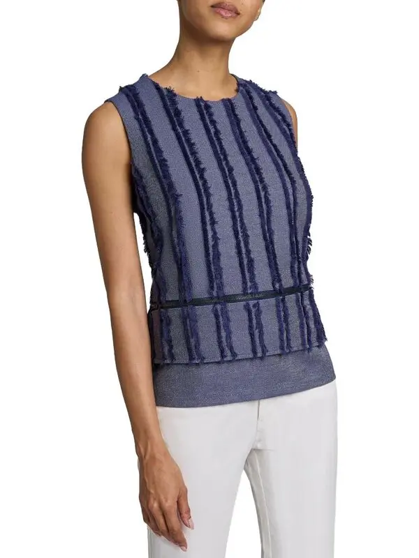 Santorelli Caterina Sleeveless Top With Zipper - Marine Blue