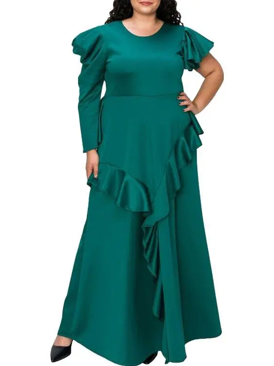 L I V D Vivienne Ruffle Maxi Dress - Green
