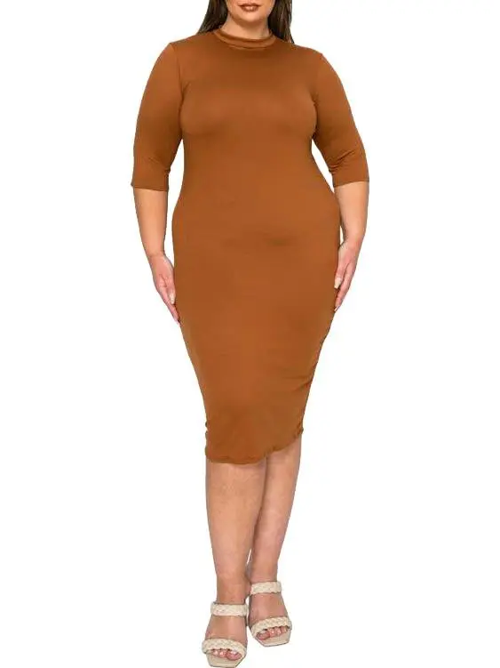 L I V D Mona Midi Dress - Cognac