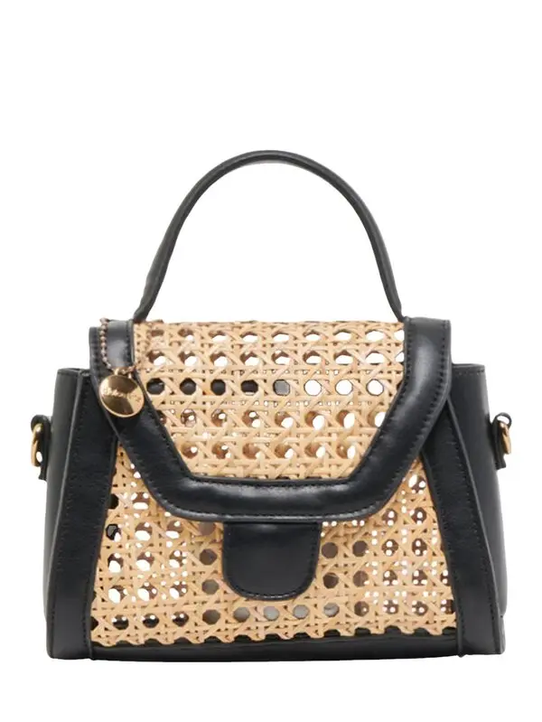 Dolce Vita Tropez Wicker Top Handle Bag - Black