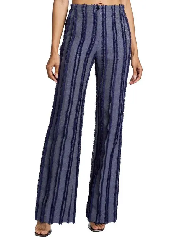 Santorelli Beth Fringed Flared Pants - Marine Blue
