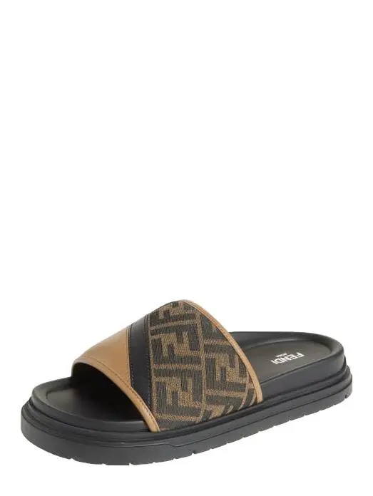 Fendi Diagonal Slide Sandal - Sand.ner.tabacc.nero