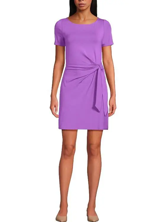 LANDS' END Cotton Modal Wrap Mini Dress - Soft Orchid