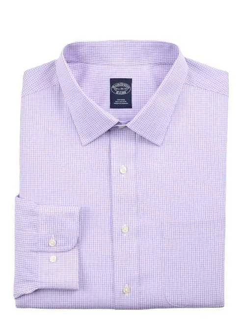 Brooks Brothers Big & Tall Non-iron Micro Check Dress Shirt - Purple