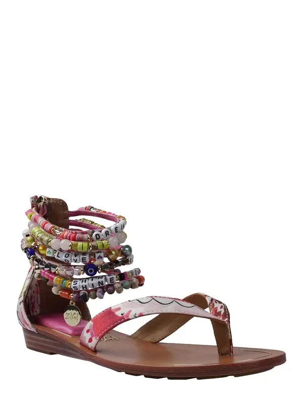 ZIGI Farina Beaded Ankle Cuff Sandal - Red Multi