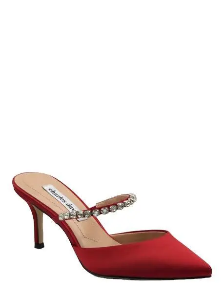 CHARLES DAVID Adelynn Embellished Mules - Red-st