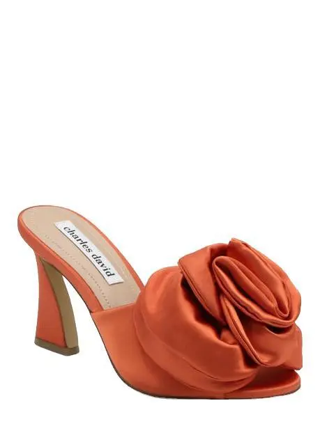 CHARLES DAVID Kimchi Floral Satin Sandal - Orange