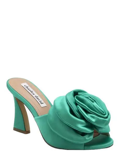 CHARLES DAVID Kimchi Floral Satin Sandal - Spring Green