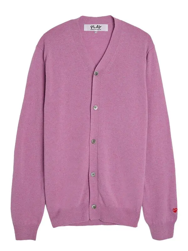 Play Comme Des Garcon Small Heart Cardigan - Purple