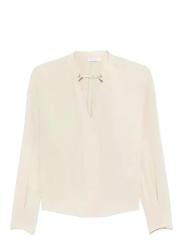 Patrizia Pepe Logo Chain Blouse - Neutrals