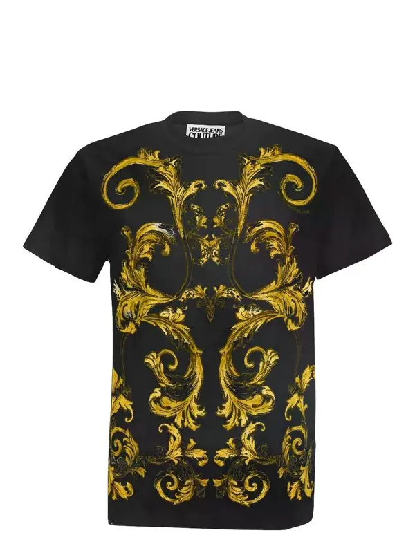 Versace Barocco-print Cotton T-shirt - Black